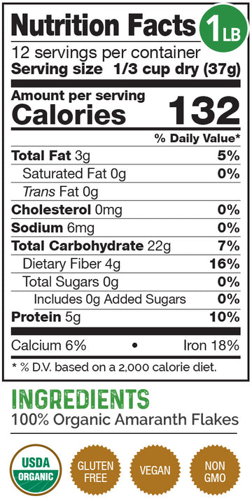 Amaranth Flakes - Organic & Convenient - HerbaZest